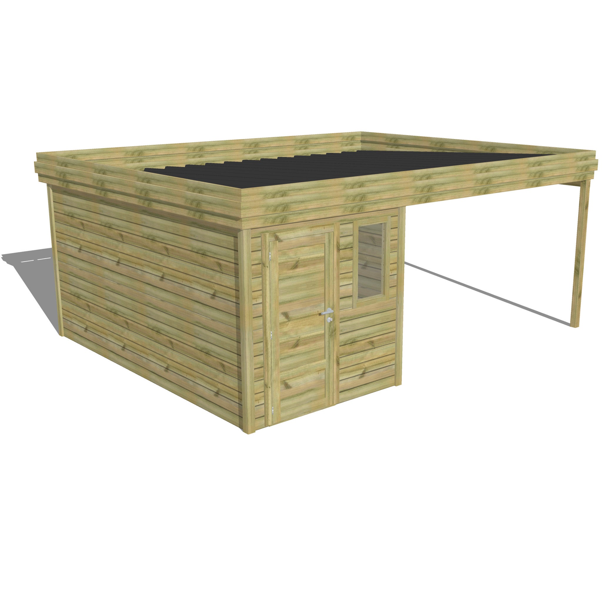 ABRI DE JARDIN bois Pin traité autoclave 27mm - 5,64x4,34m / 24m2 - Bac ...