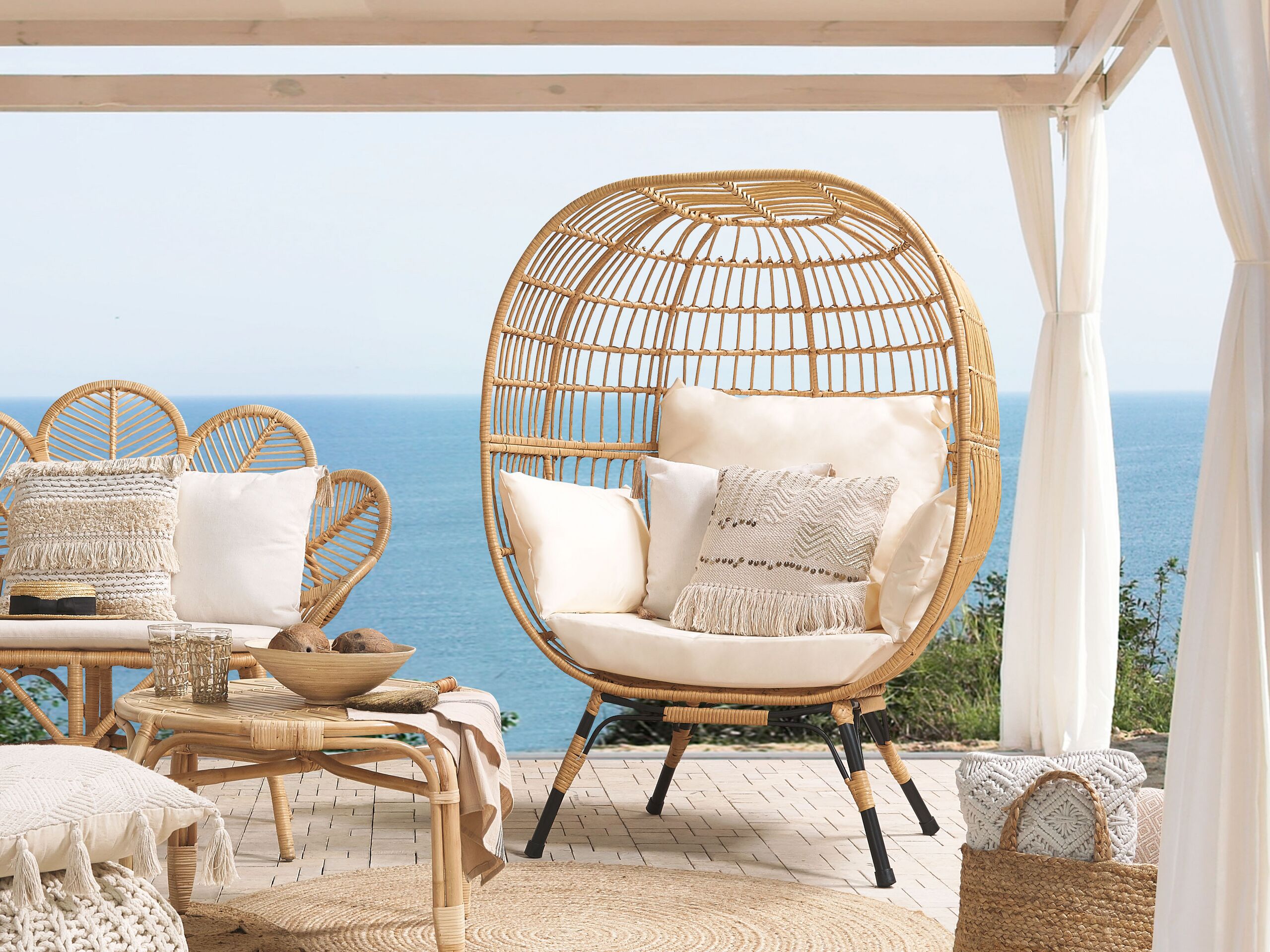 Poltrona rattan naturale nero e beige VEROLI Leroy Merlin