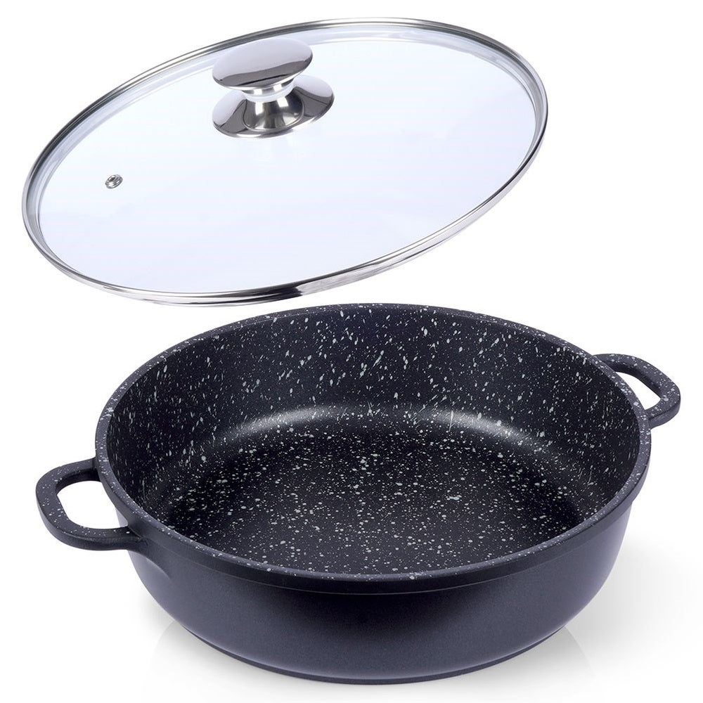 Poêle en granit avec couvercle en verre GRANDE 28 cm | Leroy Merlin