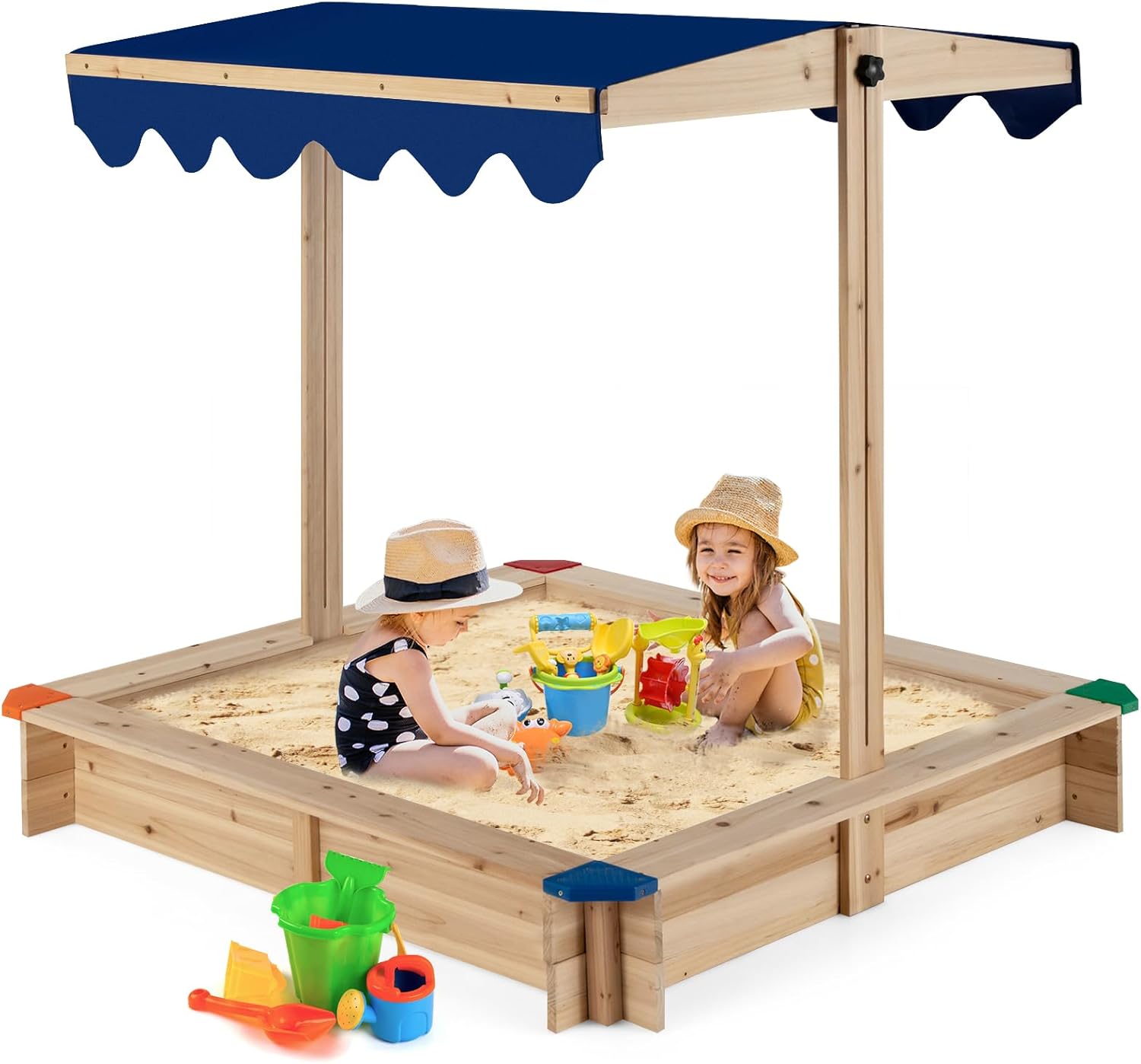 Arenero Infantil de Madera con Techo Inclinable Ajustable, Caja de ...
