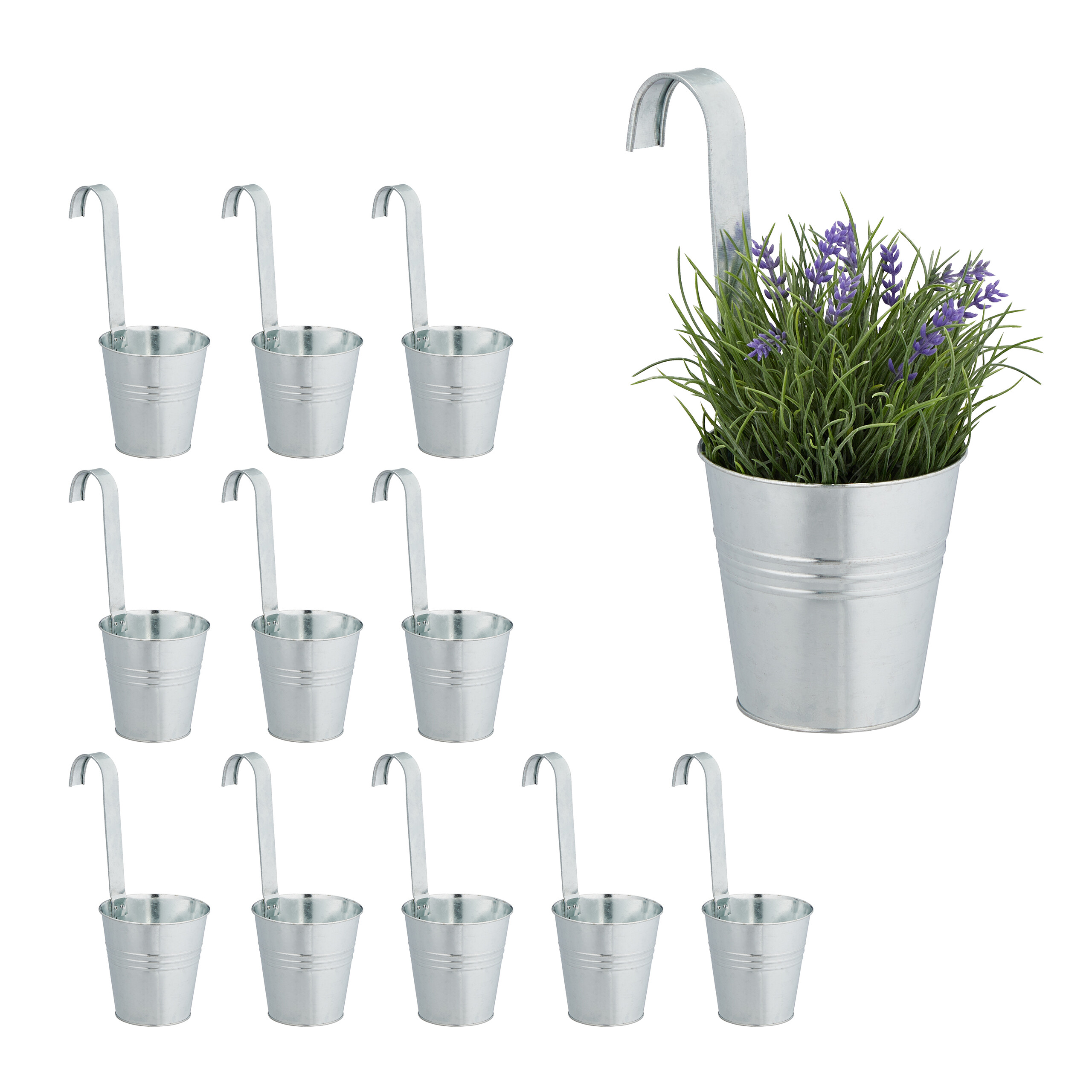Relaxdays Pot de fleur suspendu, lot de 12, suspension plantes, en ...