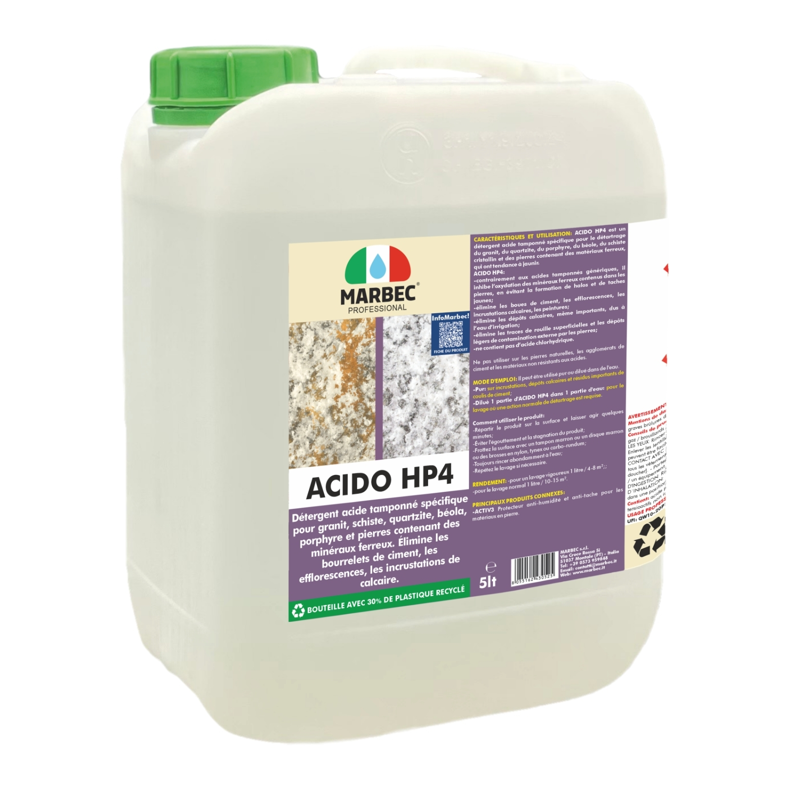 Nettoyant sol maison acide tamponné détartrant pour porphyre et granit ACIDO HP4 - 5LT | Leroy ...