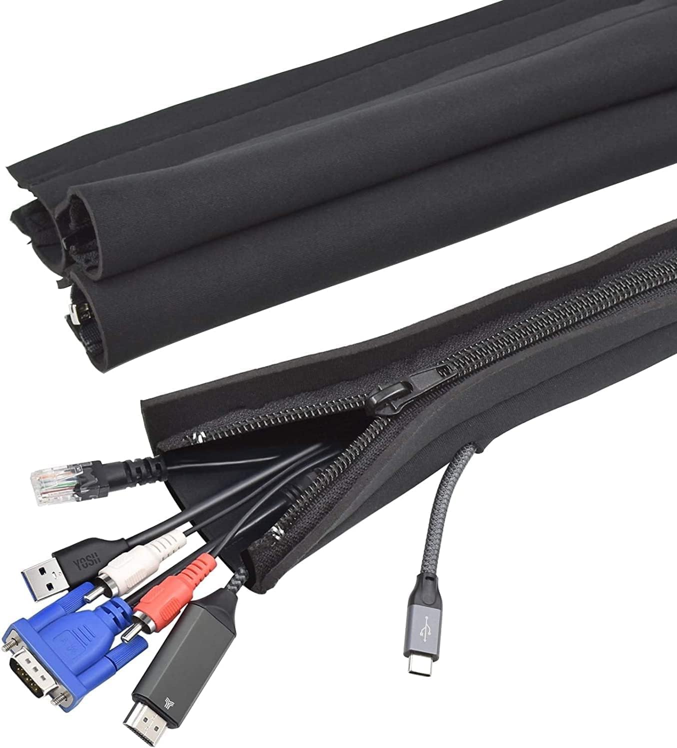 Cache Câble, Câble Gaine [Lot de 4, 10*50cm] Passe Câble Bureau ...