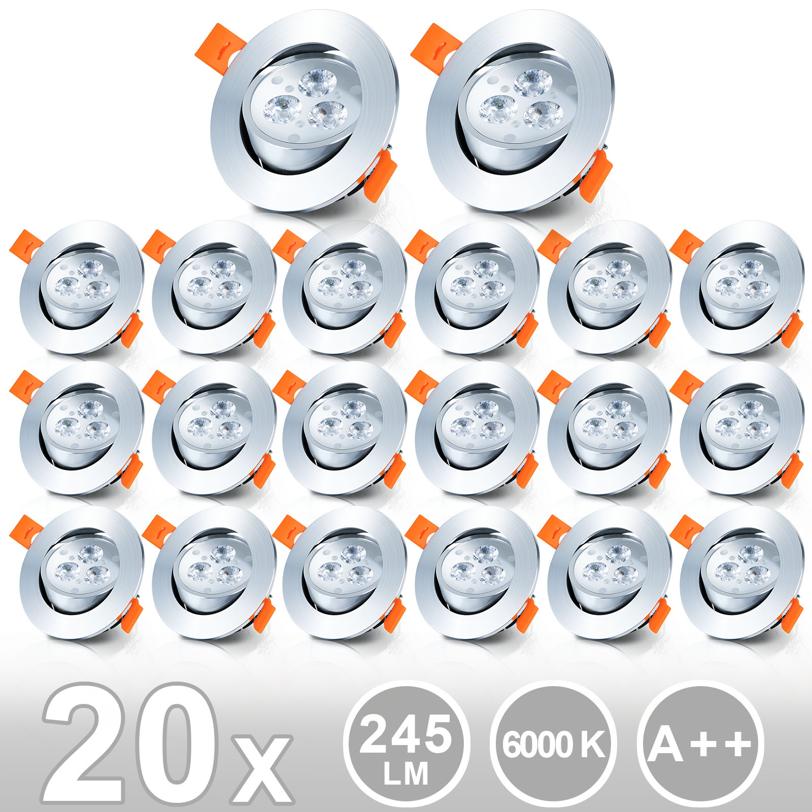 20x Focos empotrables LED Focos techo 3W Foco empotrable orientable blanco frio | Leroy Merlin