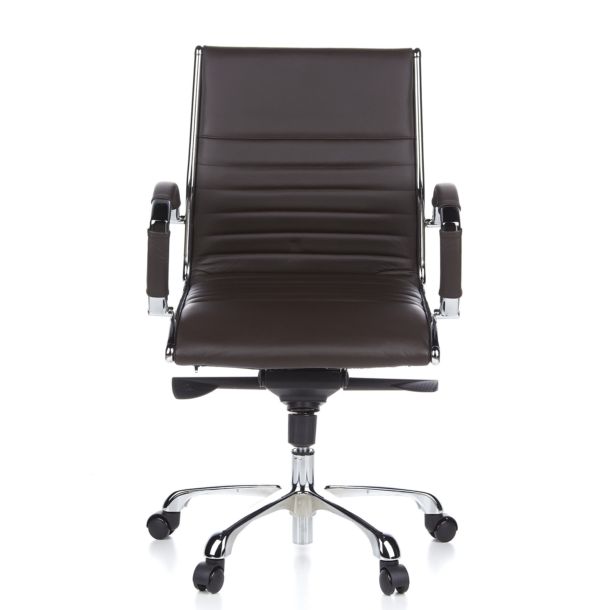Siège de bureau / Fauteuil de direction PARMA 10, cuir marron, chromé ...