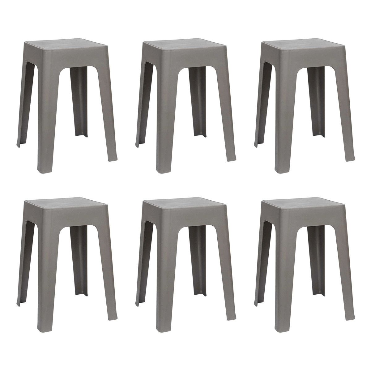 Lot de 6 Tabourets Empilables "Spectra" 47cm Gris | Leroy Merlin