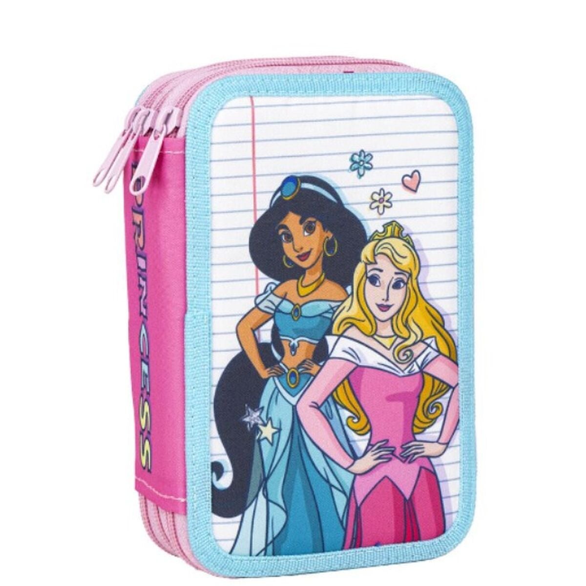 Pochette à crayons triple Princesses Disney 43 Pièces Rose 13 x 6,5 x ...