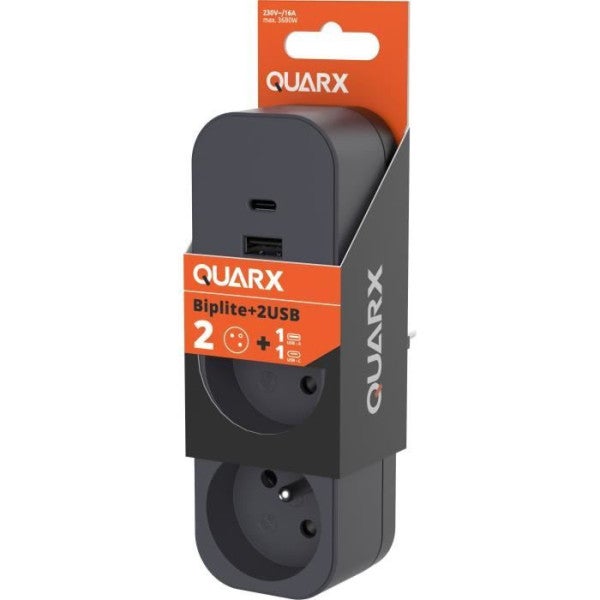 Biplite - QUARX - 2P 16A - Avec USB-A et USB-C, conforme NF | Leroy Merlin