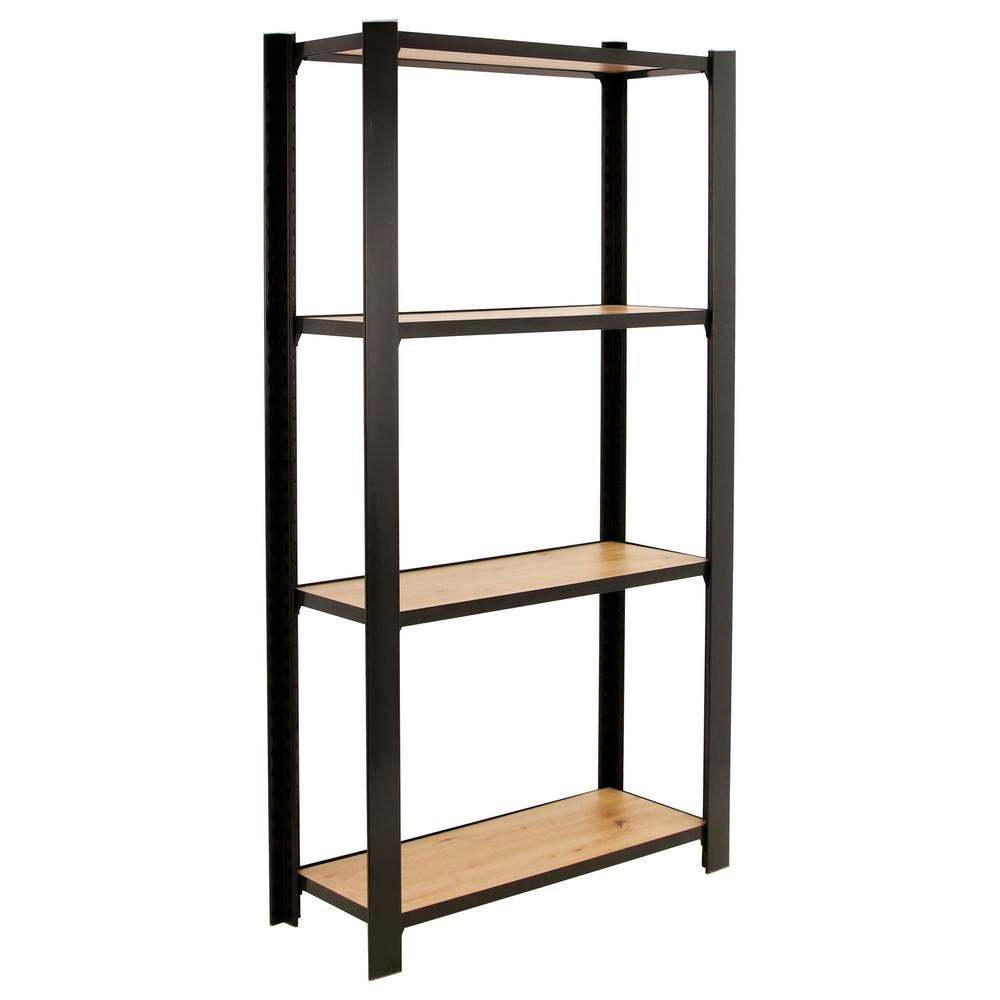 Étagère métallique Simon Rack sans vis, couleur anthracite/chêne, 4 ...