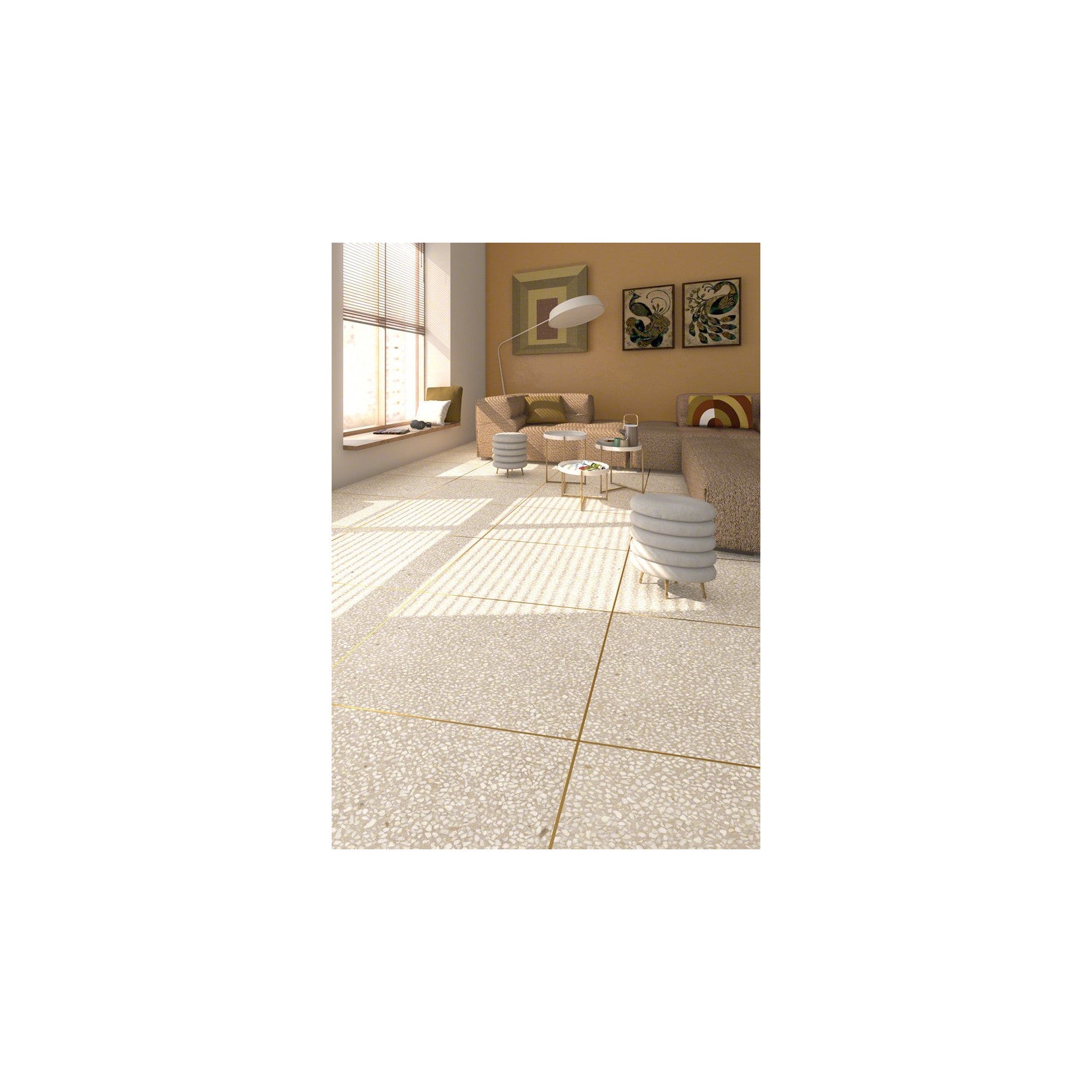 Carrelage effet terrazzo PORTOFINO 60x60cm CrèmeSableSemi-Poli ...
