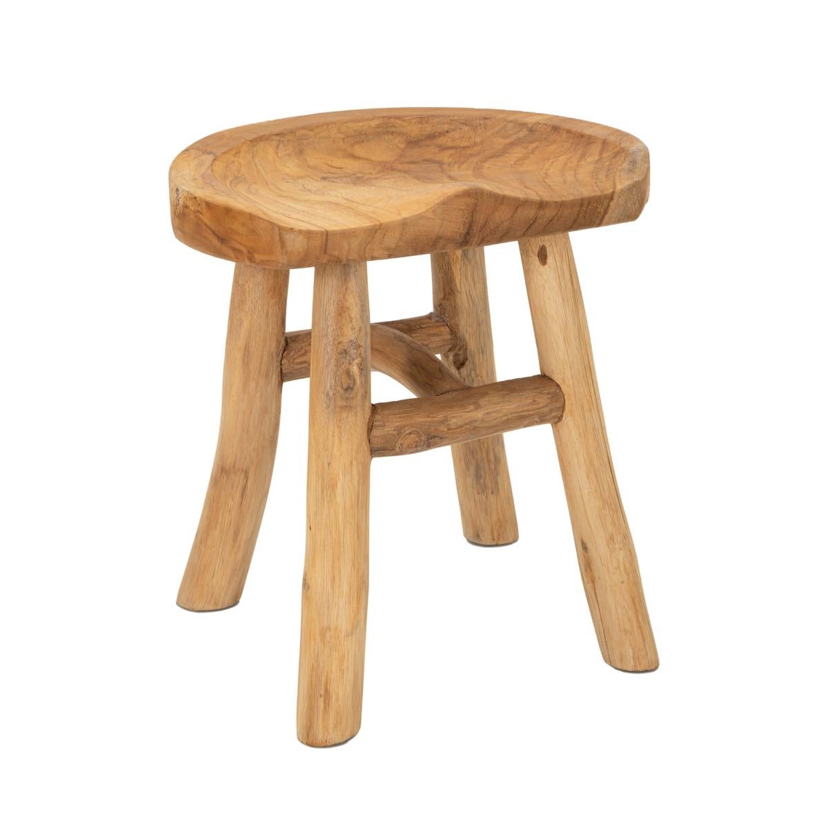Taburete artesanal de madera de teca estilo étnico rústico Sel | Leroy ...