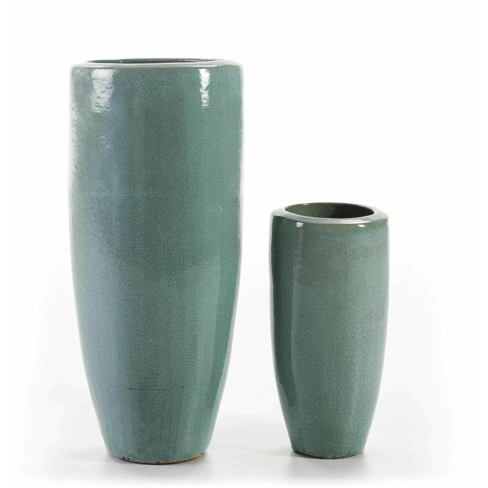 Cache-pot Duo Céramique Vert d'Eau Effet Craquelé 40 x 40 x 80 cm Bleu ...