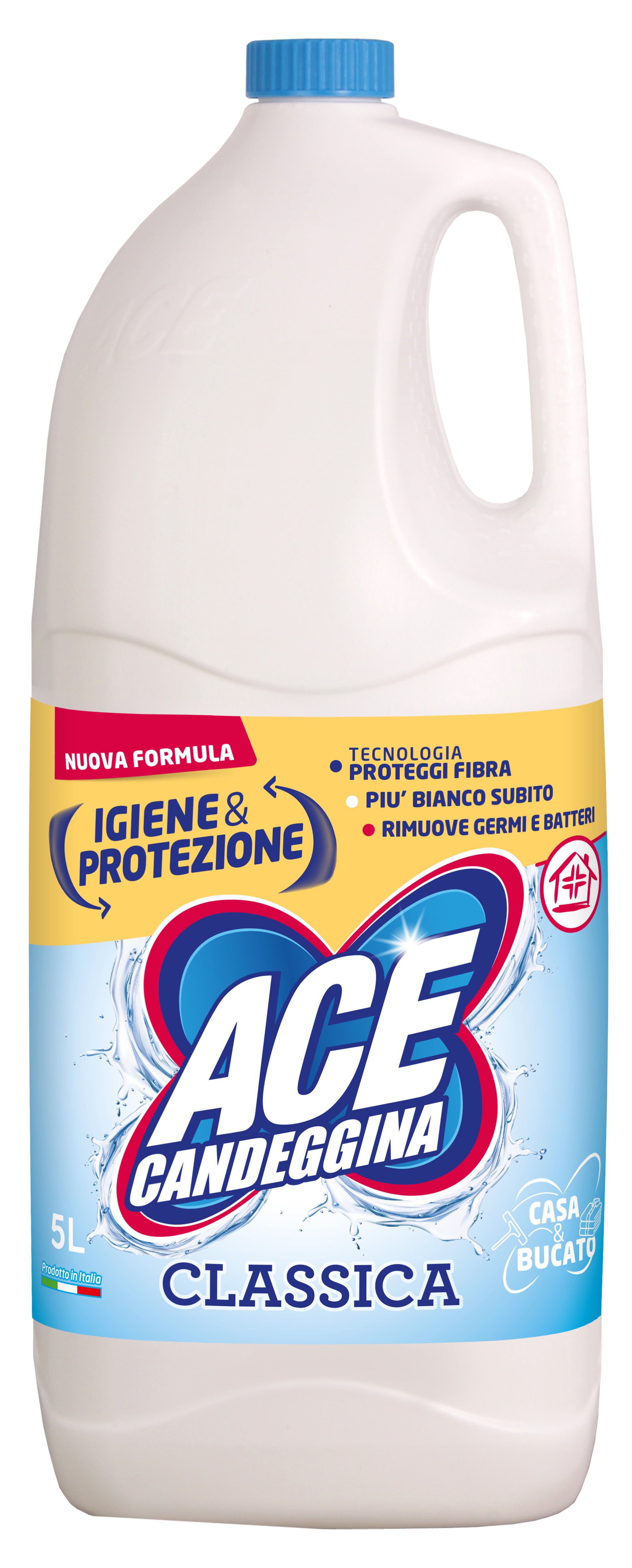 Eau de Javel régulière Ace 5000 ml Fabriqué en Italie Étiquette ...