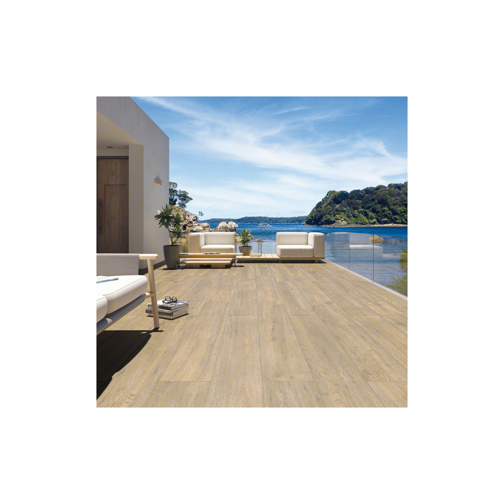 Carrelage grès cérame effet parquet FIENILE 120x19,4 cm Beige - Mat ...