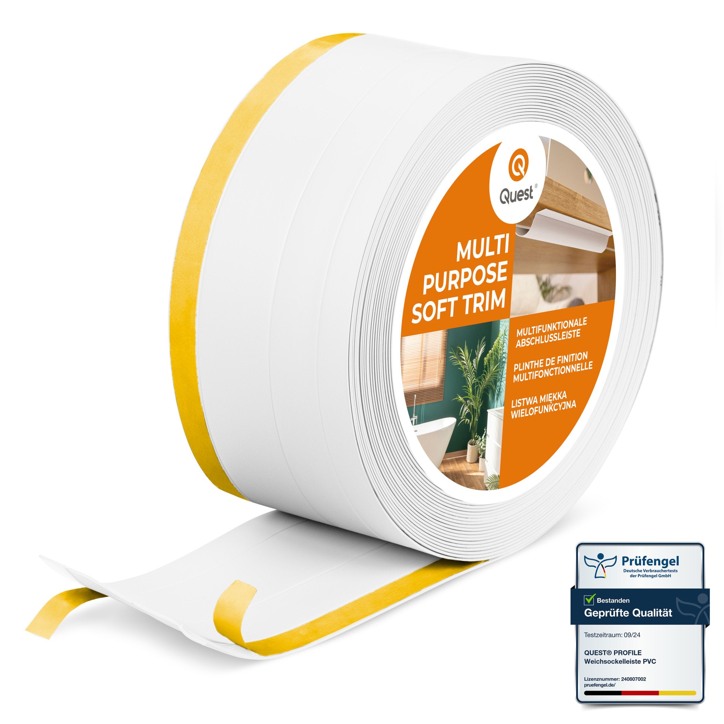 QUEST Plinthe de finition W2 en PVC 4-en-1 120mm, 10m, baguette ...