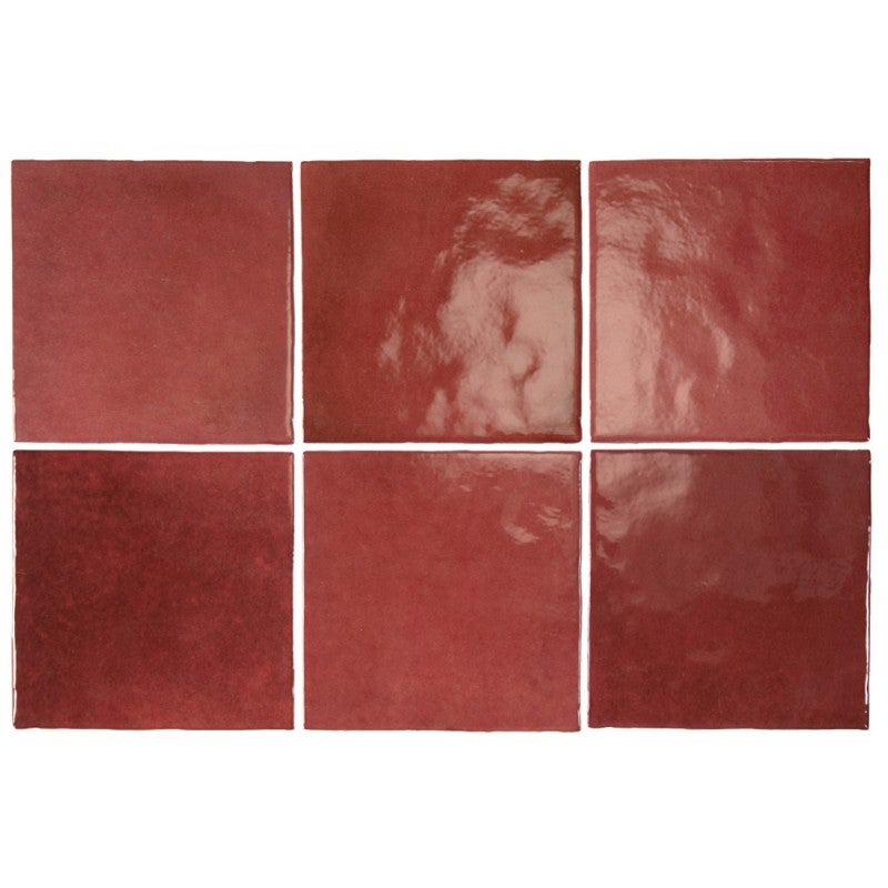 Carrelage mur effet zellige bejmat rouge 13,2x13,2 cm ARTISAN BURGUNDY ...