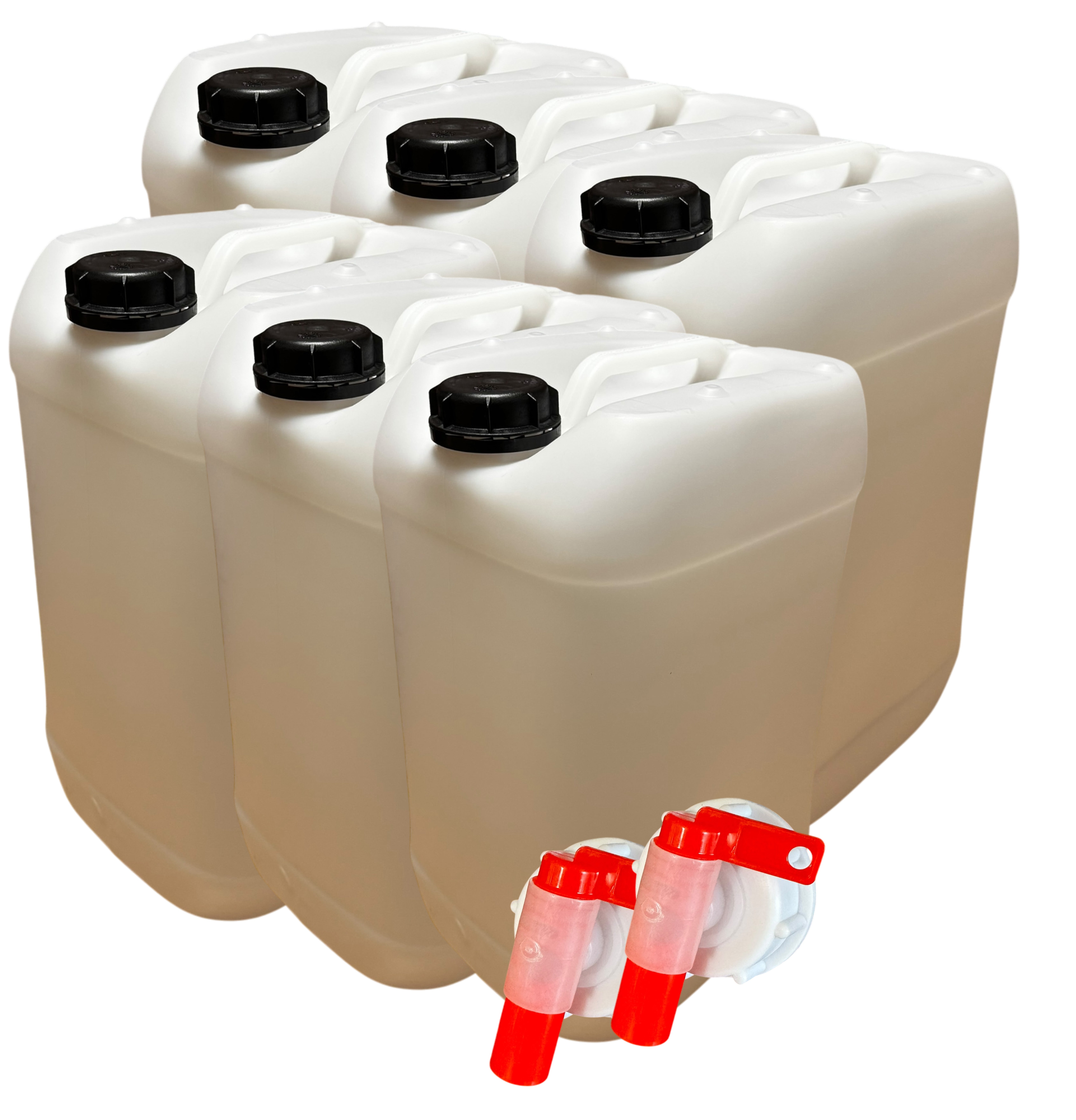 6x Bidon Jerrican Plastique 25 L litres Blanc Bouchon DIN 61 Liquides ...