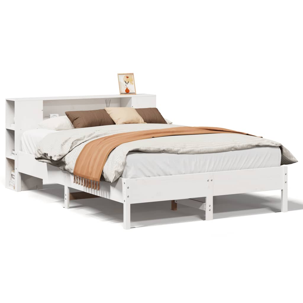 Lit Double | Lit Adulte | Lit bibliothèque sans matelas blanc 135x190 ...