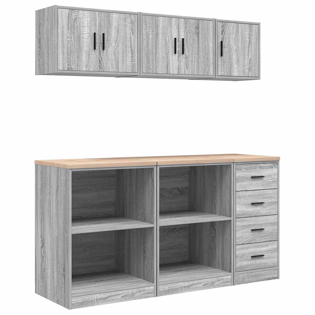 Meuble de rangement | Armoires de garage 6 pcs sonoma gris bois d ...