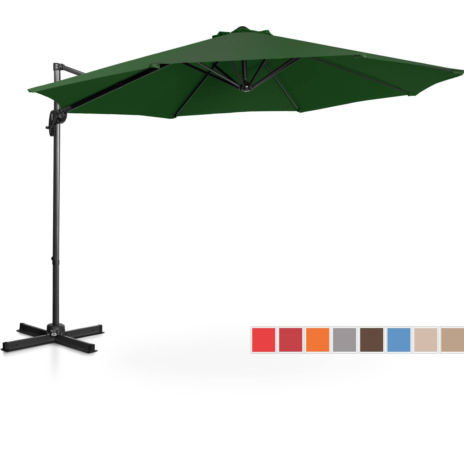 Parasol déporté - Uniprodo - Vert - Dimensions du parasol : Ø 300 cm ...