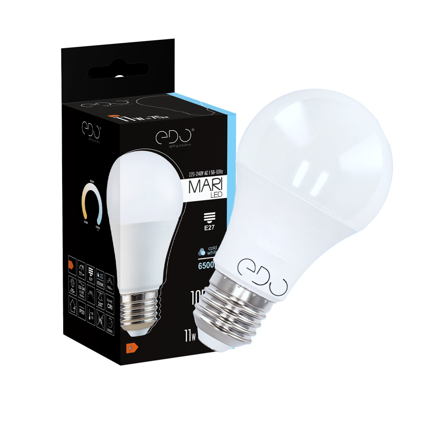 Ampoule Mari LED E27 11 W 6500K blanc froid CW 1055 lm EDO777593 Edo ...