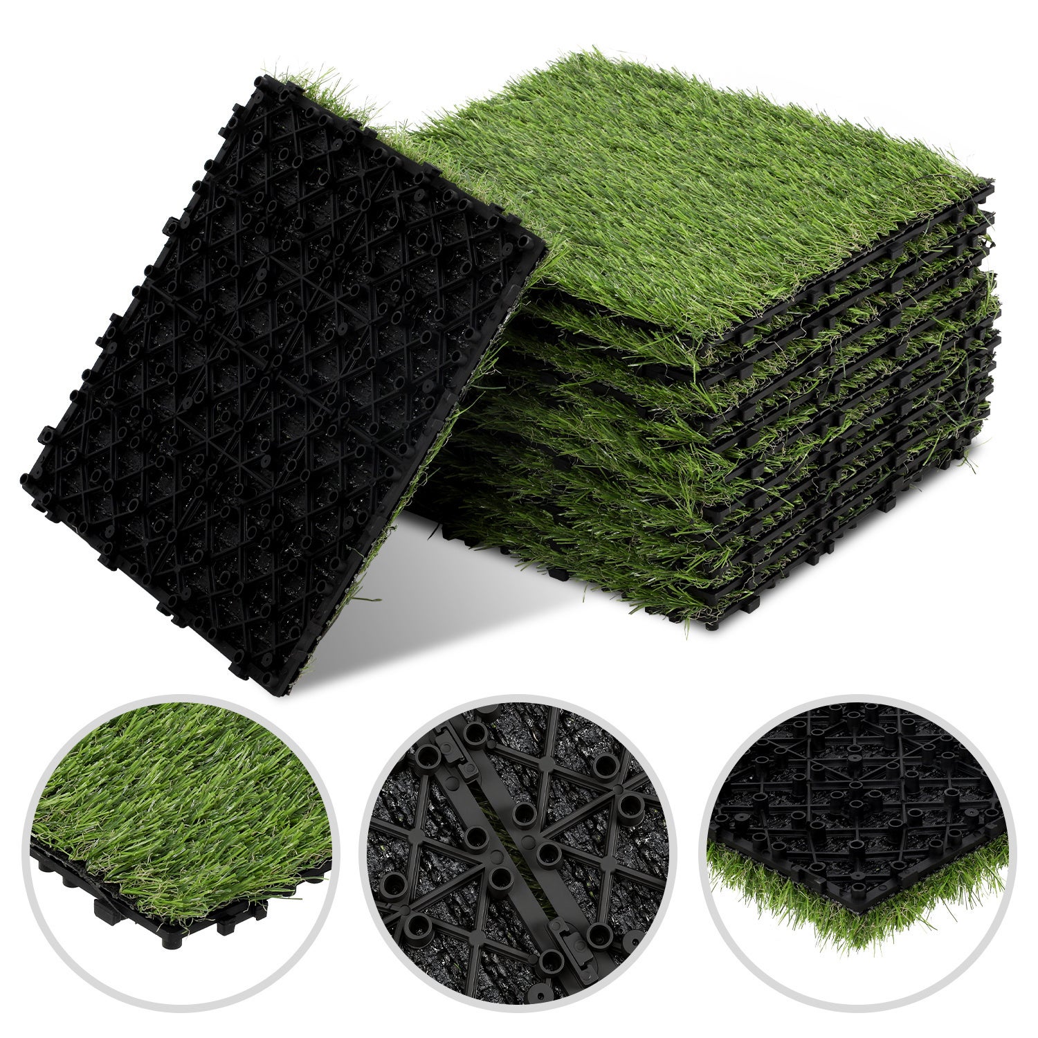 Dalles de terrasse gazon synthétique lot de 110 pièces 30x30cm 10m² ...