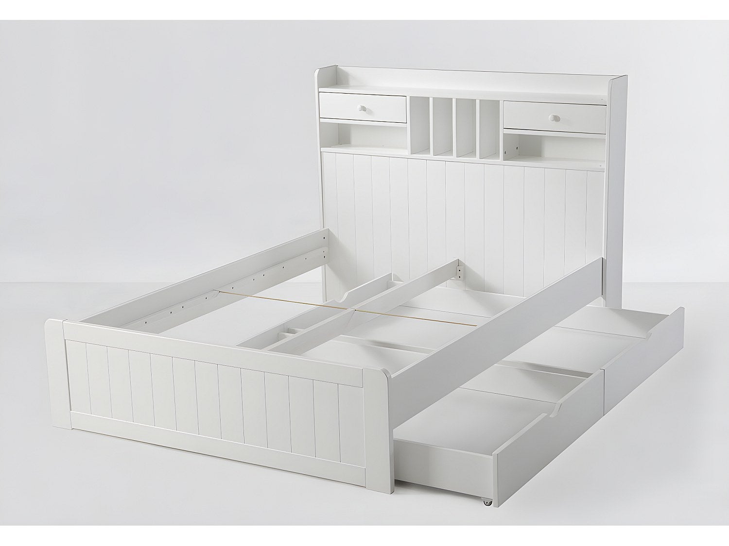 Lit avec rangements 140 x 190 cm - Blanc - MEDERICK | Leroy Merlin