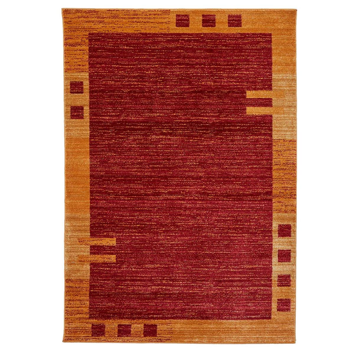 Tapis salle à manger 200x300 tissé rouge rectangle motif simple CHOBAY ...