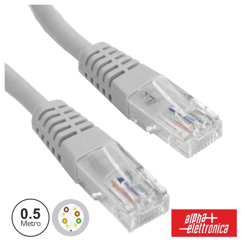 Cable de red de conexión de cobre U/UTP Cat.5E gris de 0,5 m | Leroy Merlin
