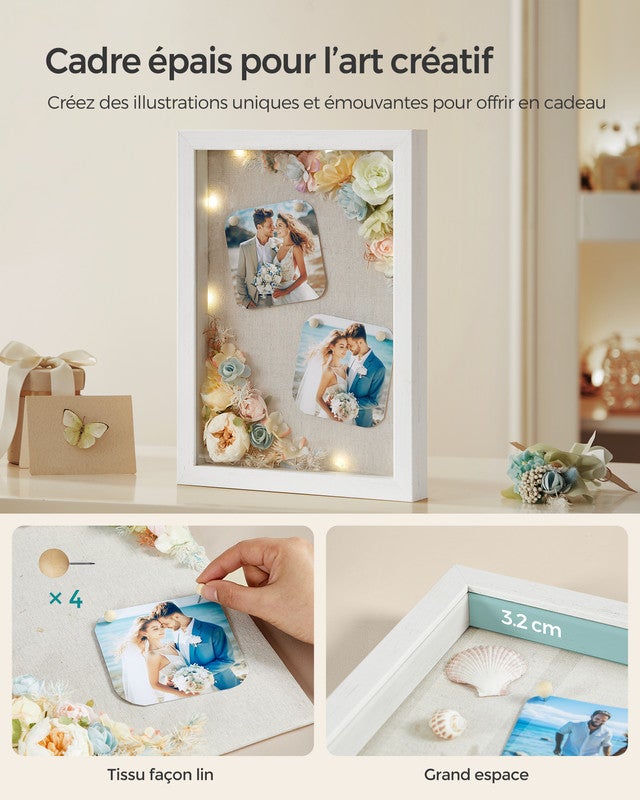 Marco con 3 Fondos, Caja de Sombra con 4 Clavijas de Madera, Marco ...