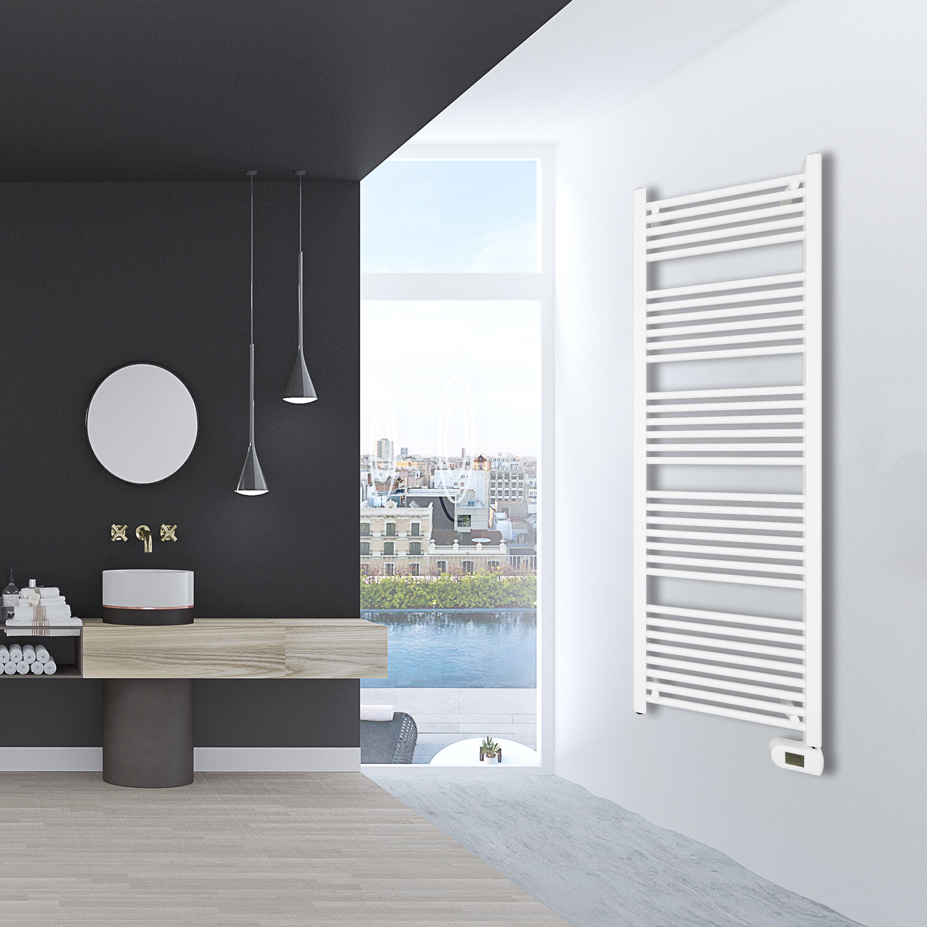 AICA Sèche-Serviette électrique, H158 x L50 cm Blanc 700W, Radiateur ...
