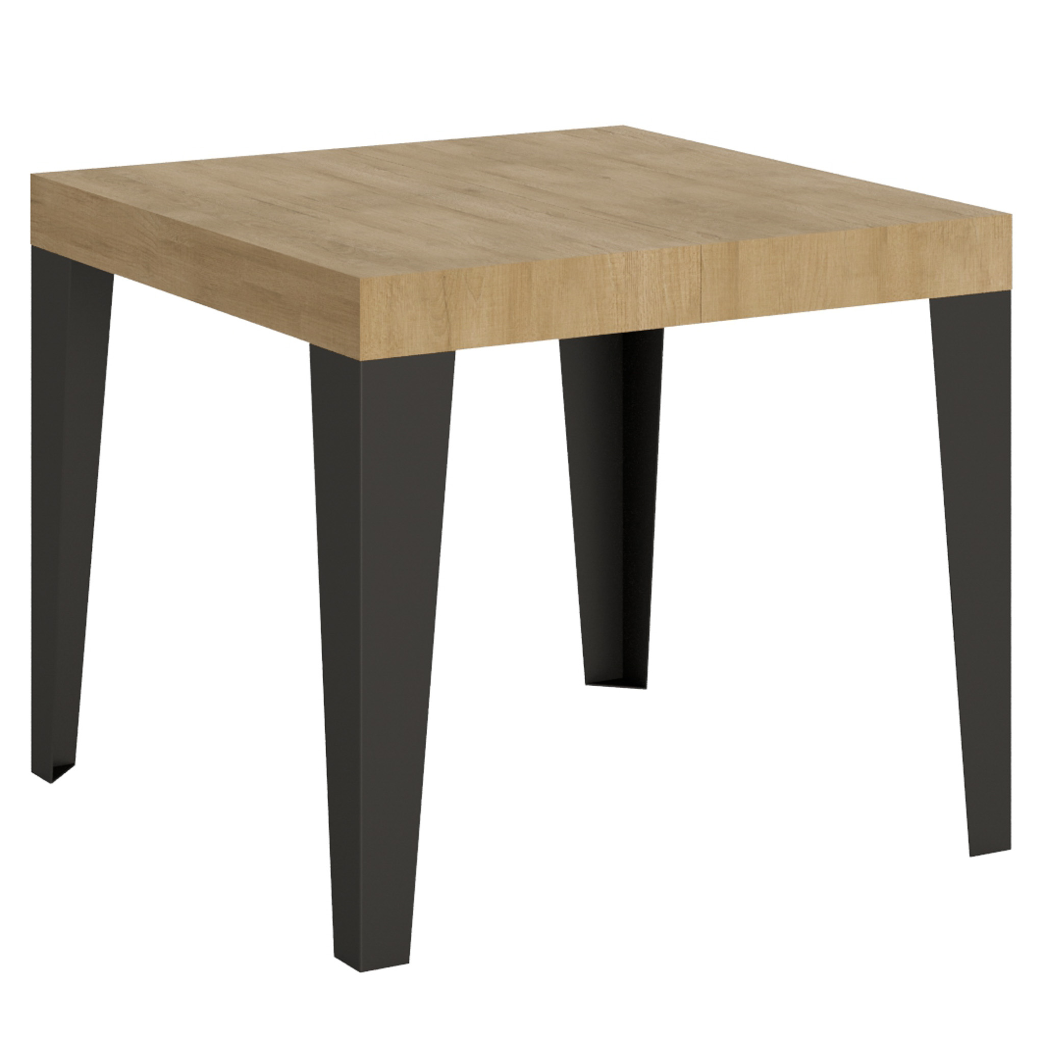 Table extensible 90x90/246 cm Flame Chêne Nature cadre Anthracite ...