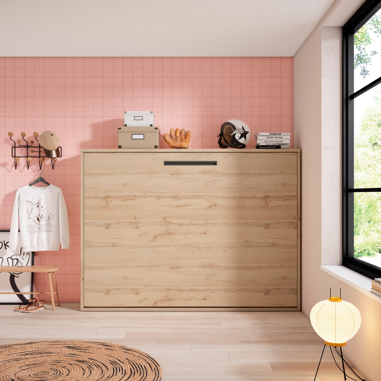 Mueble Cama horizontal de matrimonio 135 - Blanco natural (Envío a ...