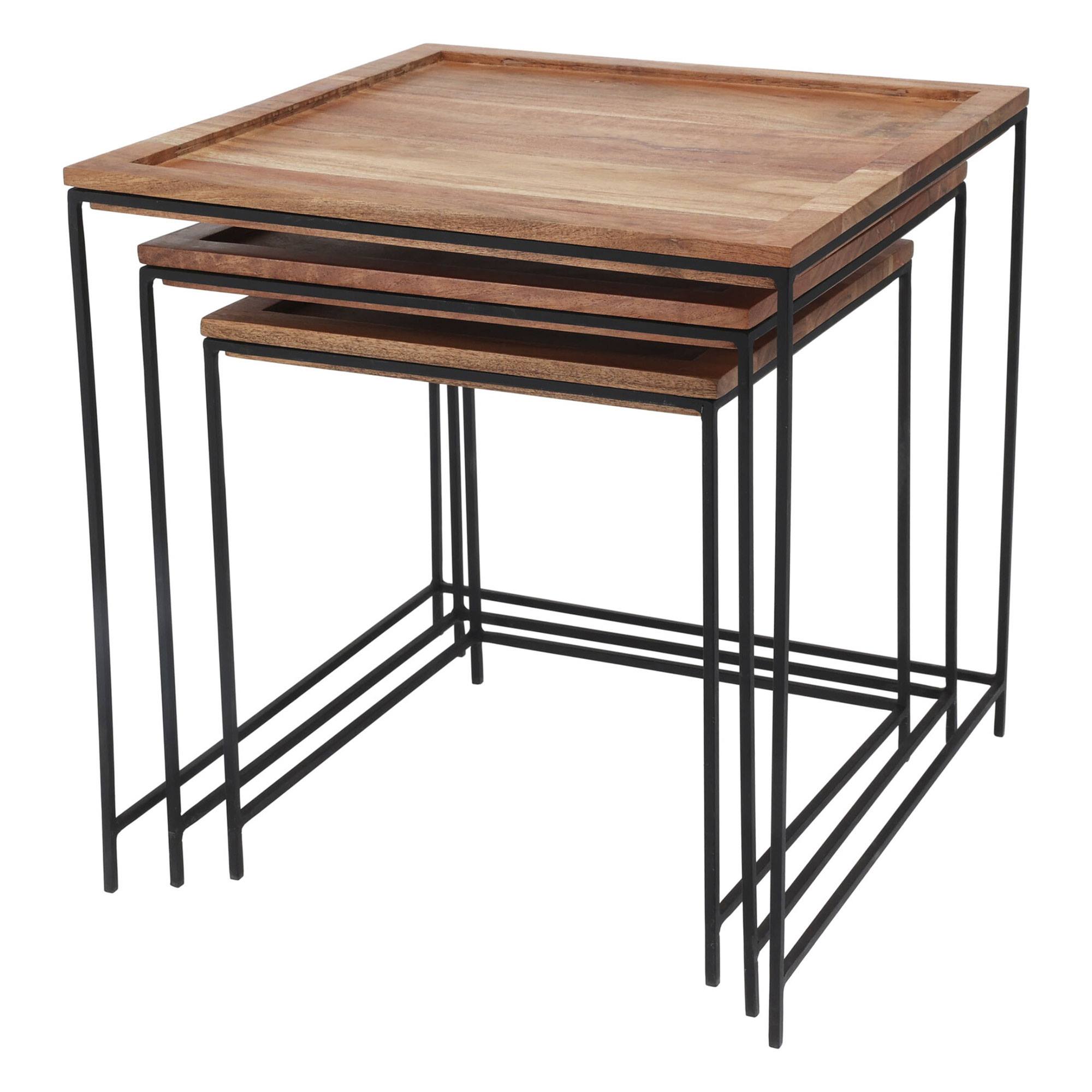 WellHome Ensemble de 3 tables d'appoint en bois d'acacia | Leroy Merlin