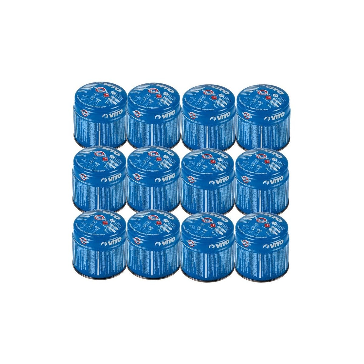 Pack 12 cartuchos de gas 190g VITO butano perforable TUV gas stop ...