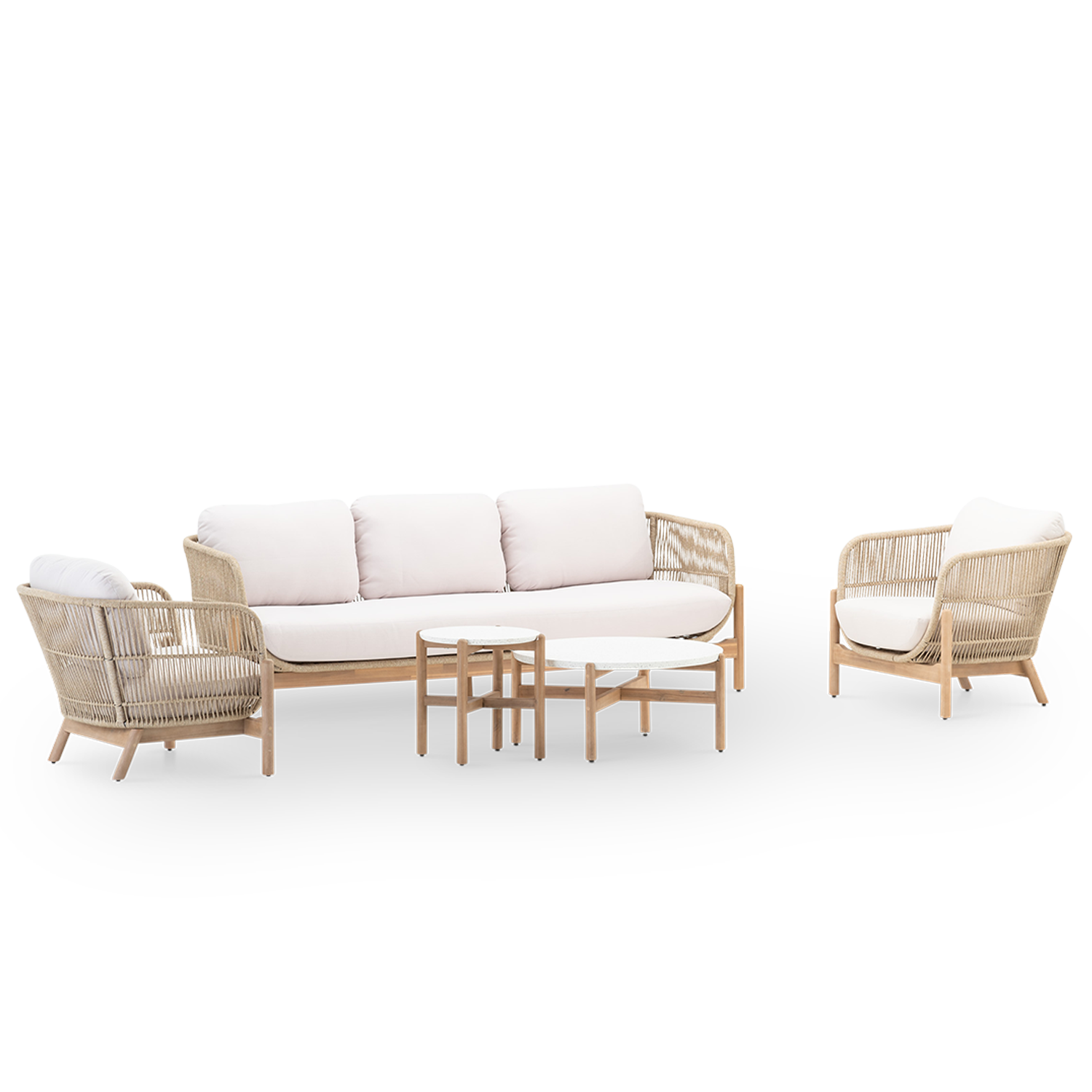 Salon de jardin en Corde Beige 5 personnes | Leroy Merlin