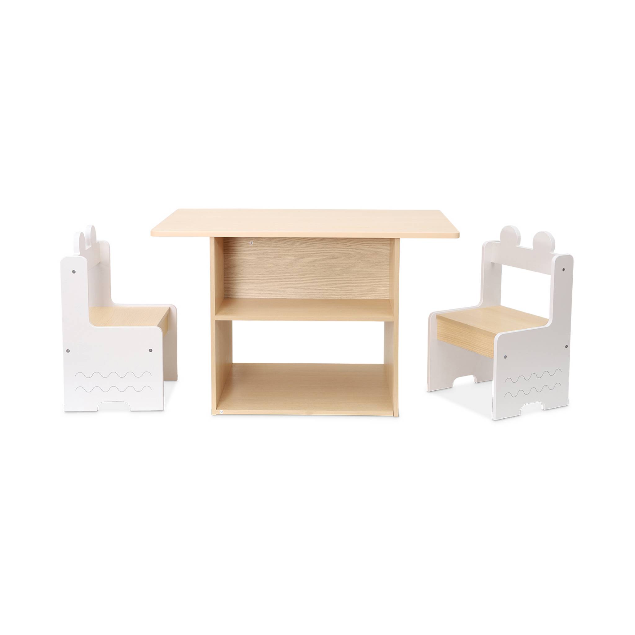 Table enfant + 2 chaises. avec étagères. blanc | Leroy Merlin