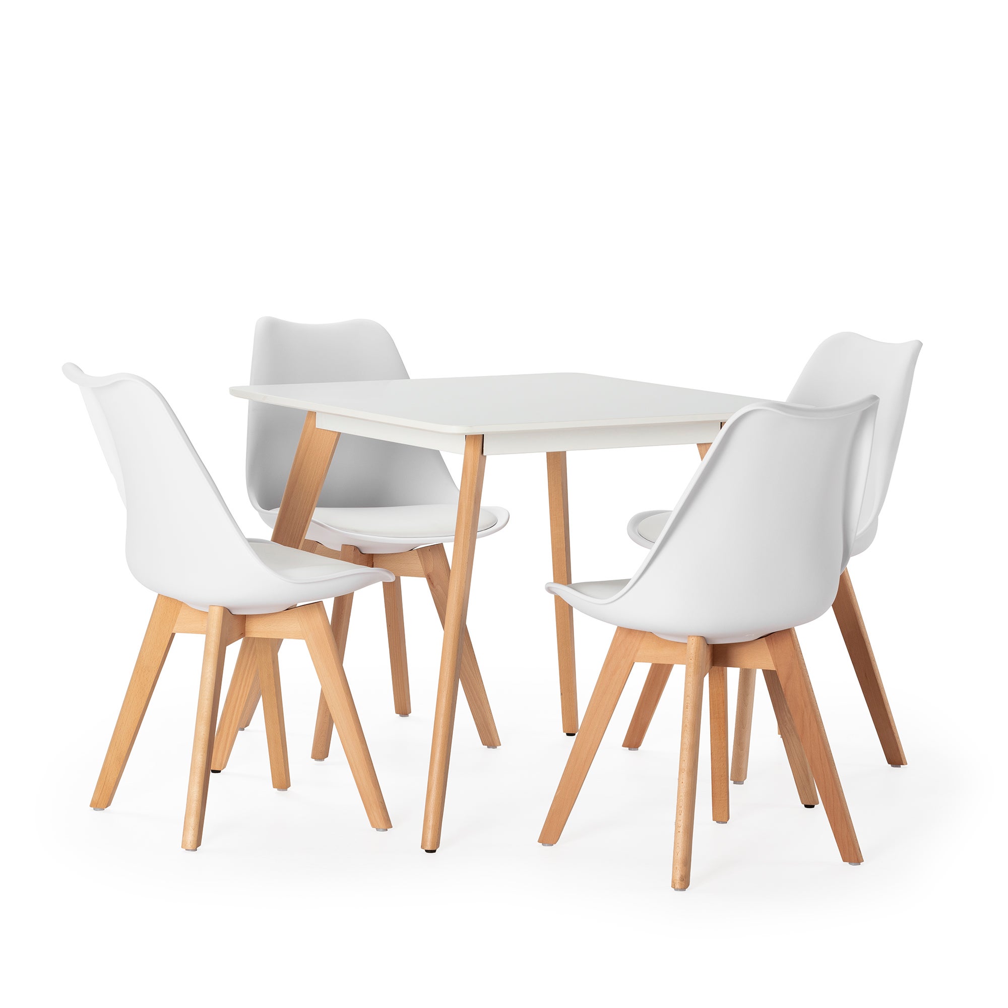 Ensemble table 80x80 cm et 4 chaises de salle à manger Klara Blanc ...