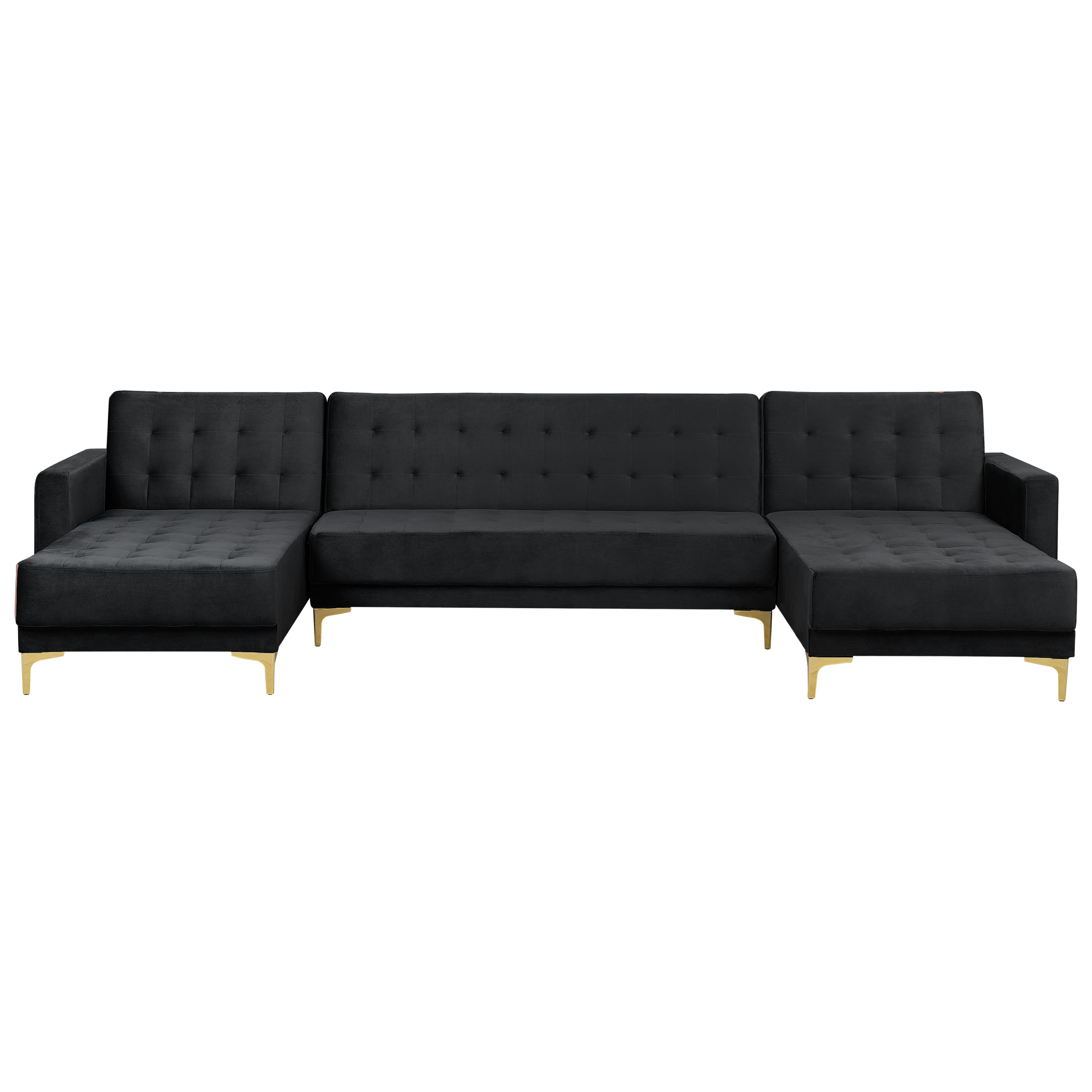 Canapé-lit modulable en forme de U ABERDEEN Velours Noir 5 places ...