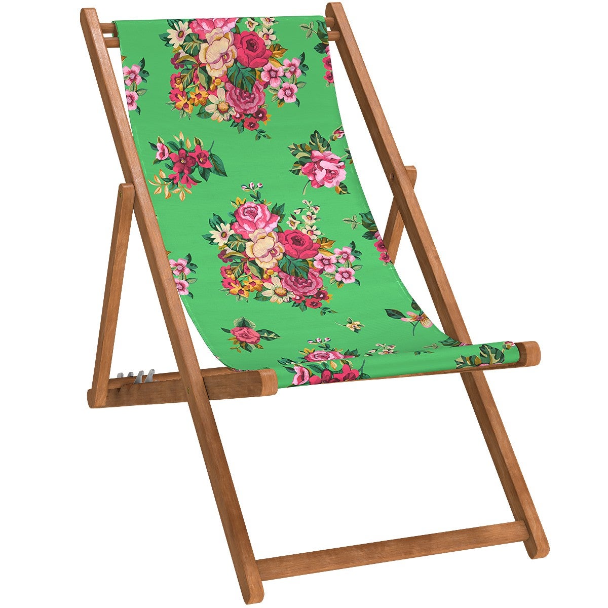 Chilienne en hêtre lasuré et toile outdoor amovible MIA vert | Leroy Merlin