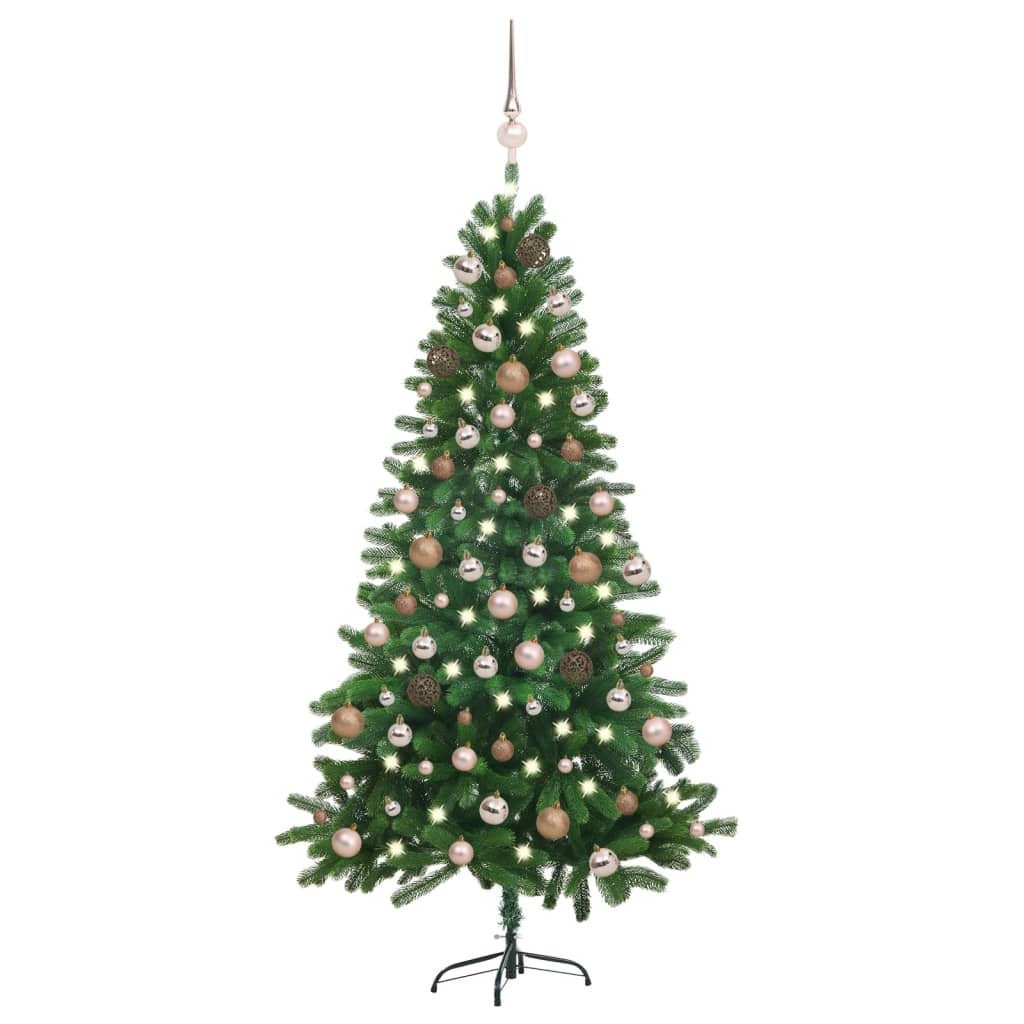 Árbol de Navidad artificial con LED y bolas verde 180 cm | Leroy Merlin