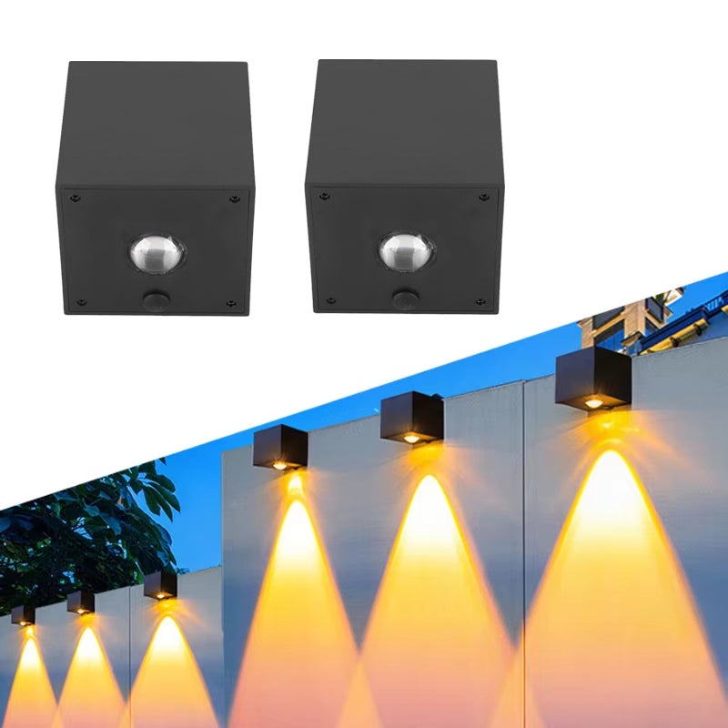 2 luces solares LED cuadradas, iluminación exterior, iluminación de ...