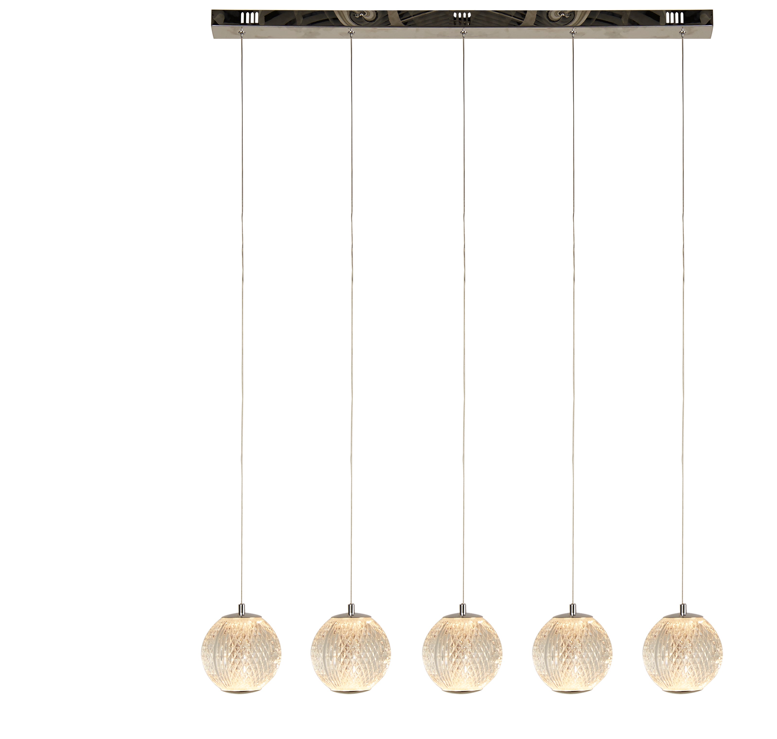 Suspension barre ALLURE Led 5L métal chromé avec boule diffuseur ...
