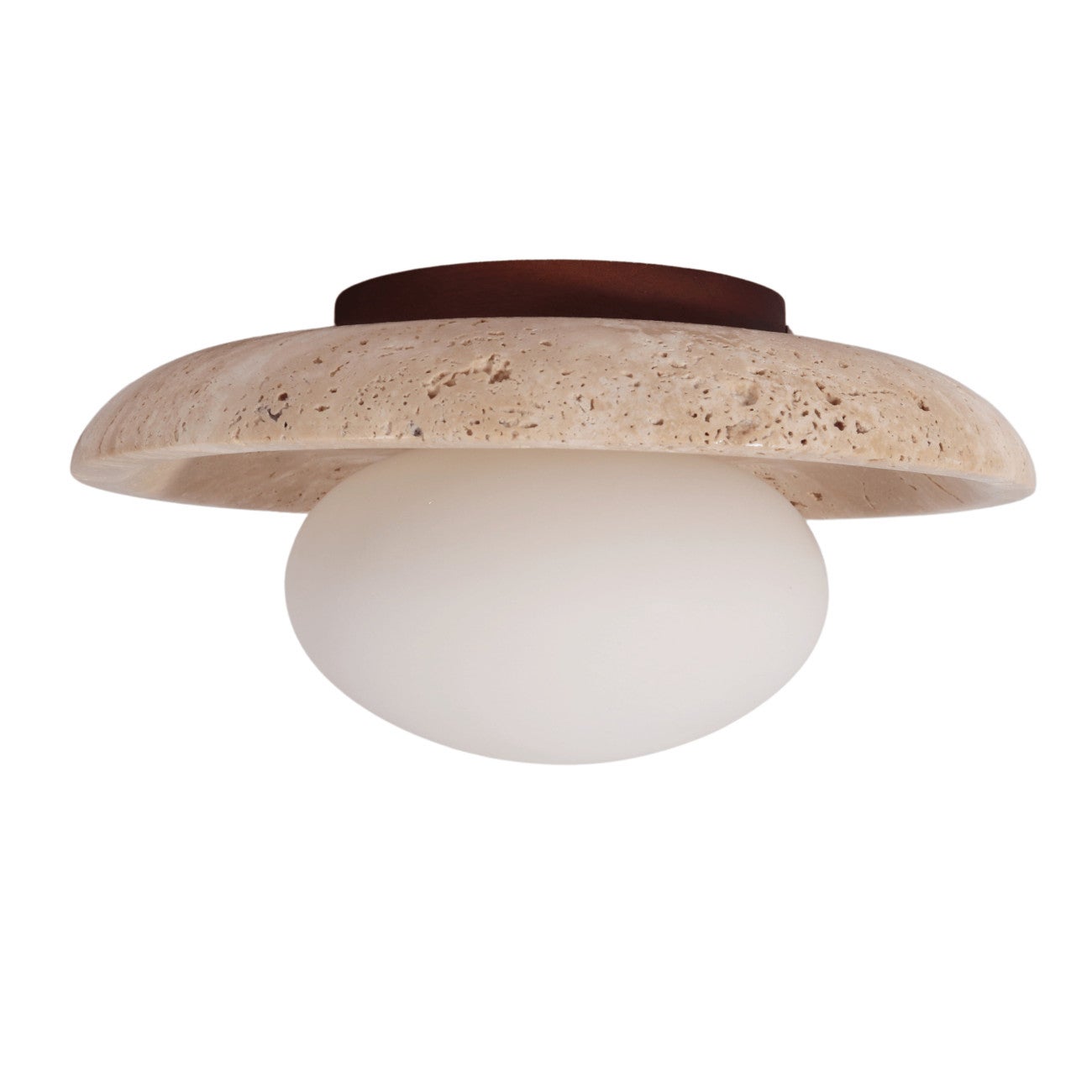 Plafonnier en pierre, verre et bois Beige blanc et bois 25 cm - Jio ...