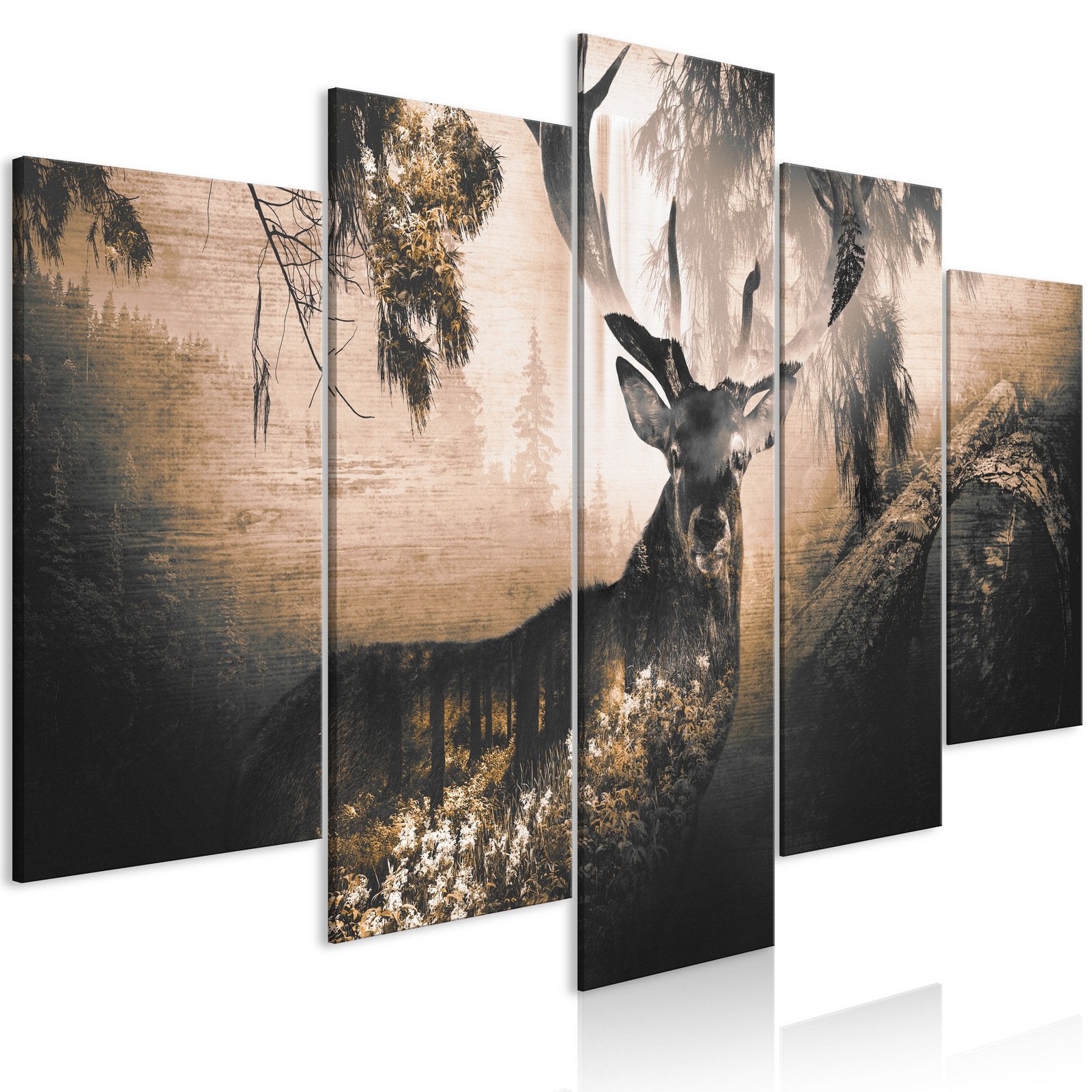 Tableau Noble Animal (5 Parts) Wide Seconde Variante | Leroy Merlin