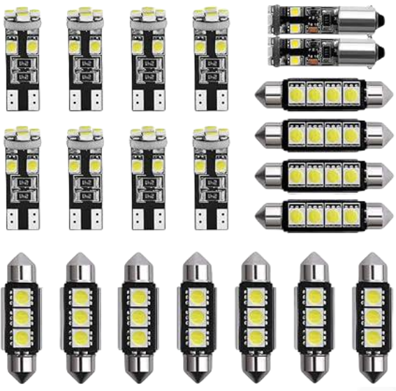 Bombillas LED blancas mini de 12 V, 6000-8000 K, kit de 21 luces para ...