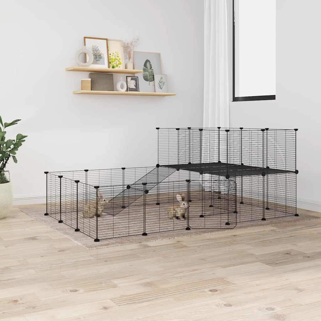 Cage animaux de compagnie à 36 panneaux et porte Noir 35x35 cm | Leroy ...