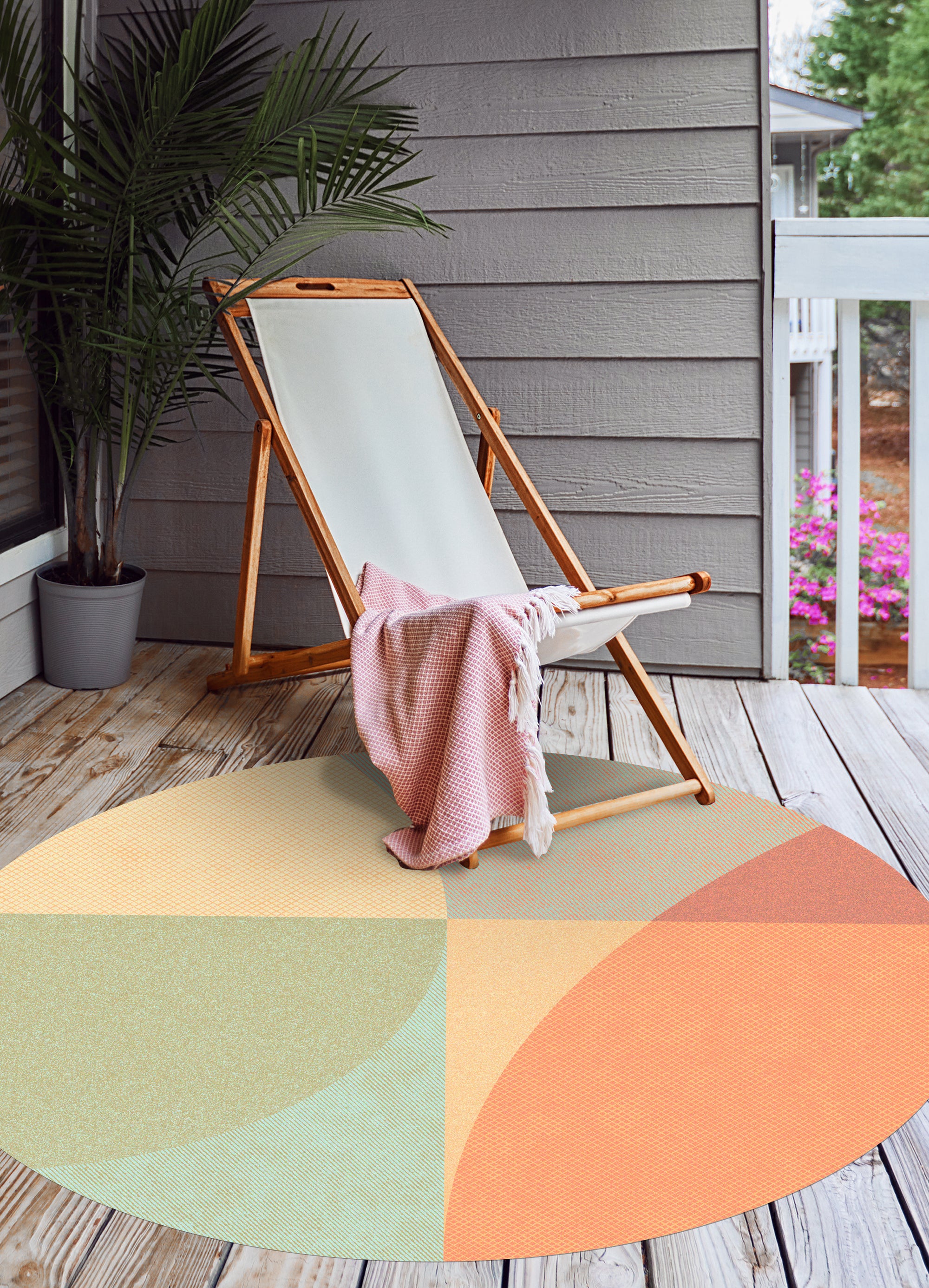 Tapis PVC intérieur/extérieur Palm Springs [Diam] 100 cm - PVC imprimé ...