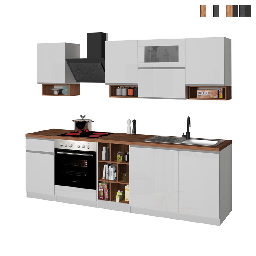 Cuisine complète modulaire design linéaire style moderne 256cm Essence ...