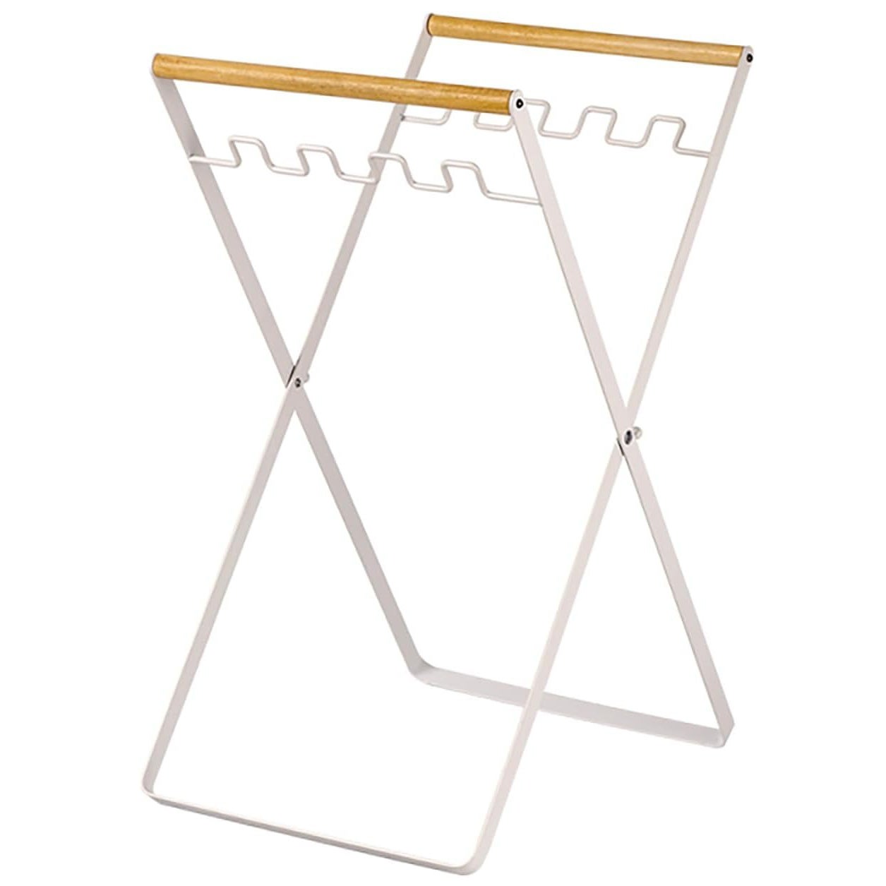 Porte-sac poubelle pliable blanc avec poignée en bois – Support de sac ...